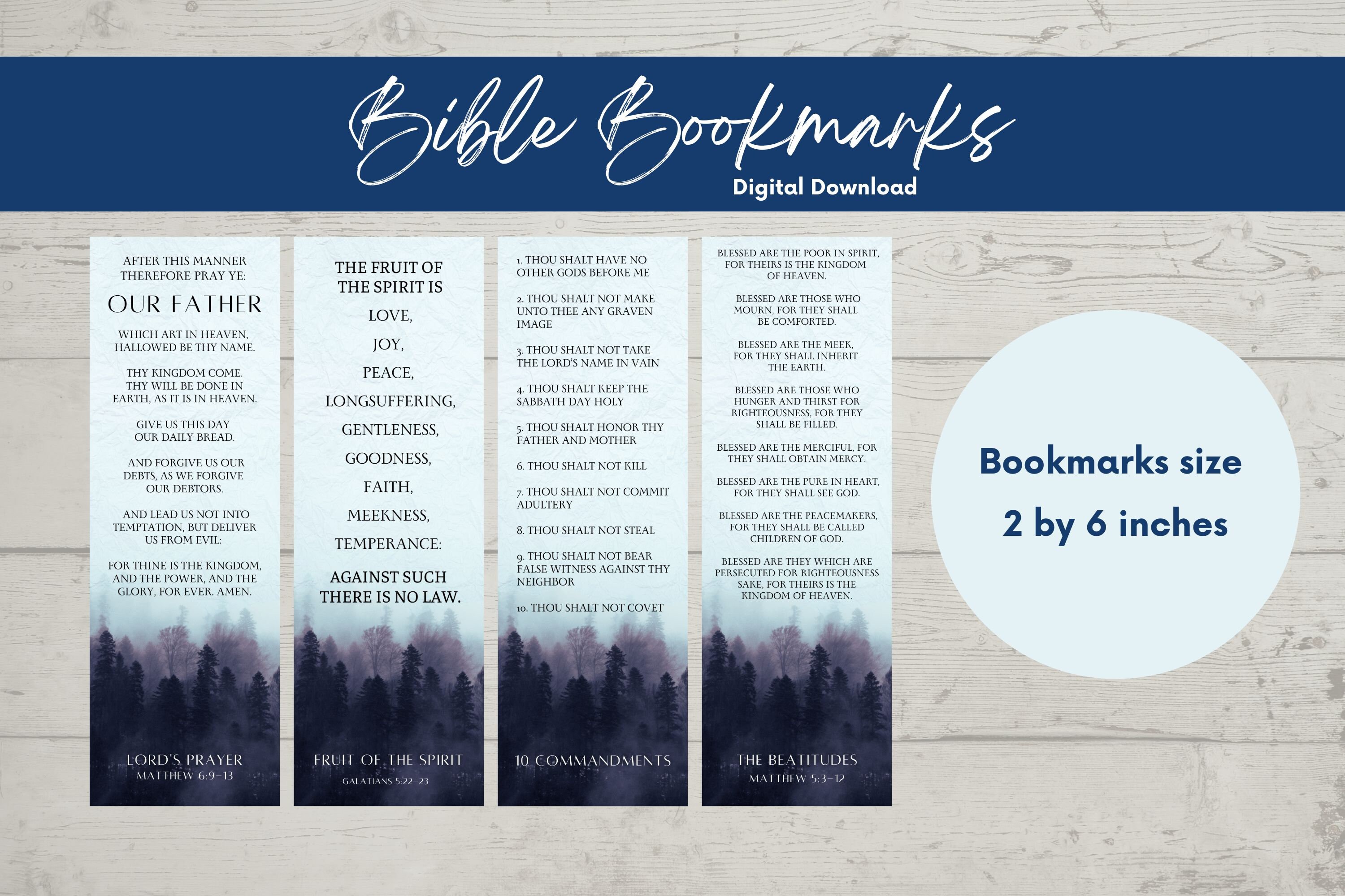 Bible Bookmarks Bundle, 10 Commandments, Beatitudes, Fruit of the ...