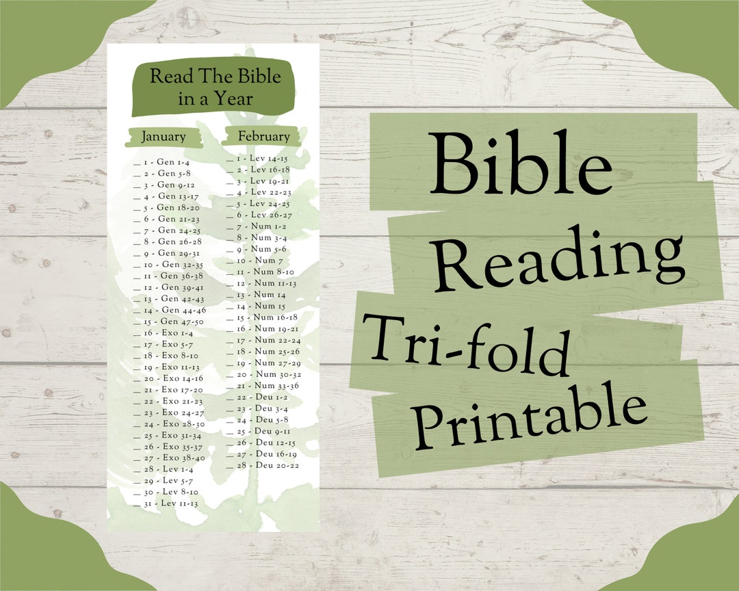 Bible Reading Plan | Printable Tri-fold Tracker (digital Download) - Etsy