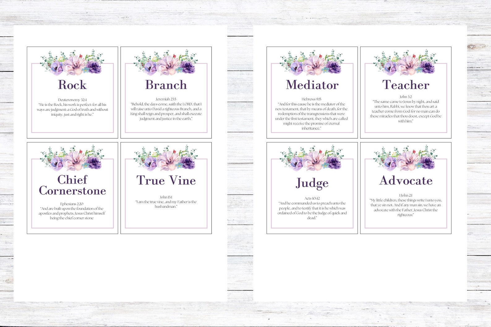 The Names of Christ Bible Verse Cards Set 1, Scripture Memory Cards ...