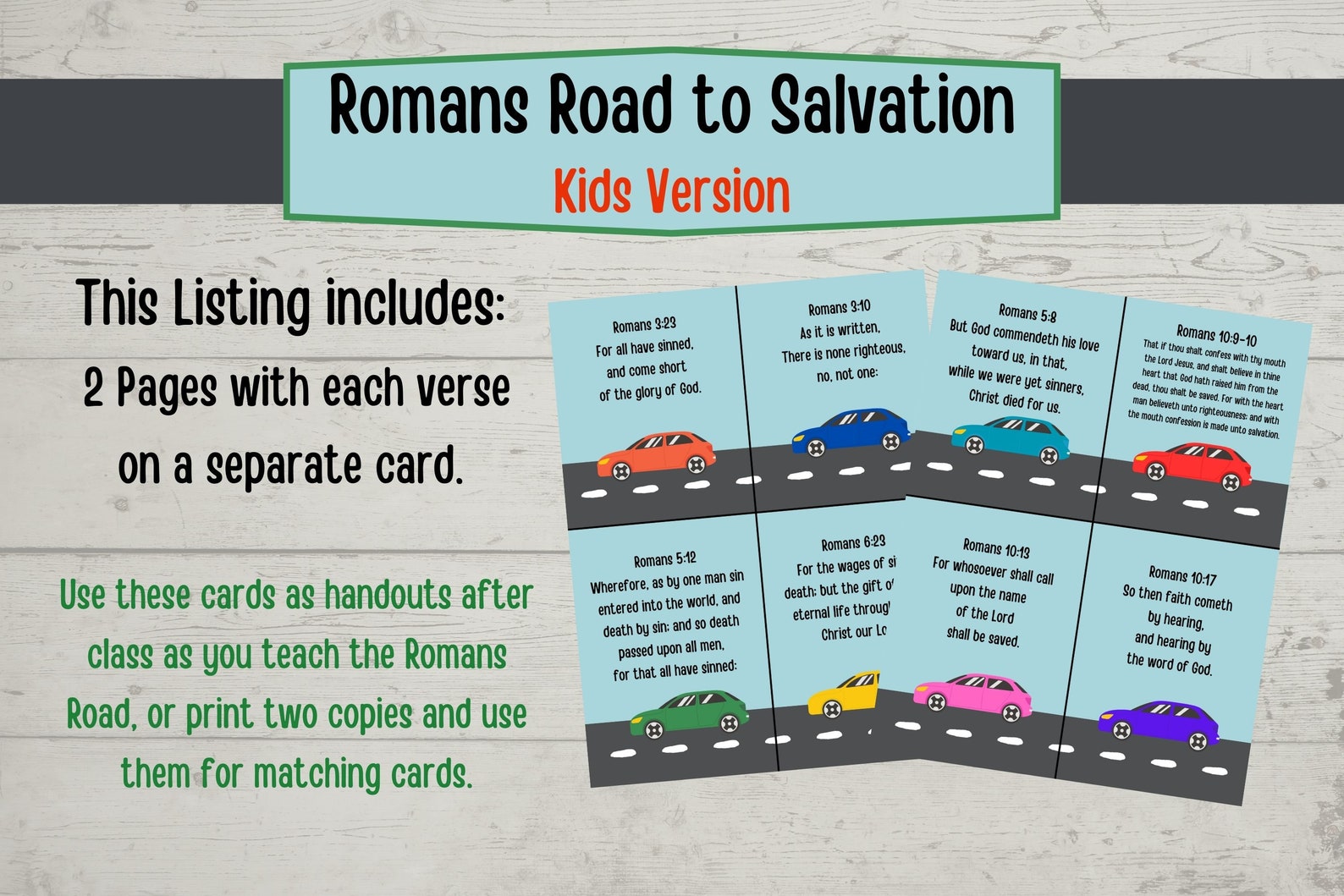Romans Road to Salvation Kids Version, Romans Road Evangelism Cards ...