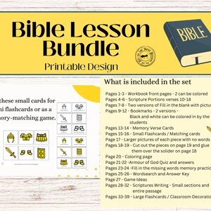 Printable Bible Lesson Activities Bundle, Armour of God and the ...