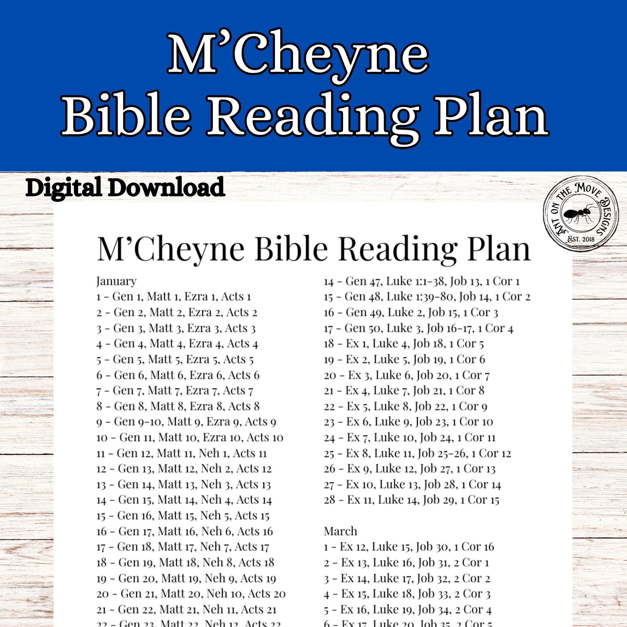 M'cheyne Bible in a Year Reading Plan, Printable Reading Plan, PDF ...