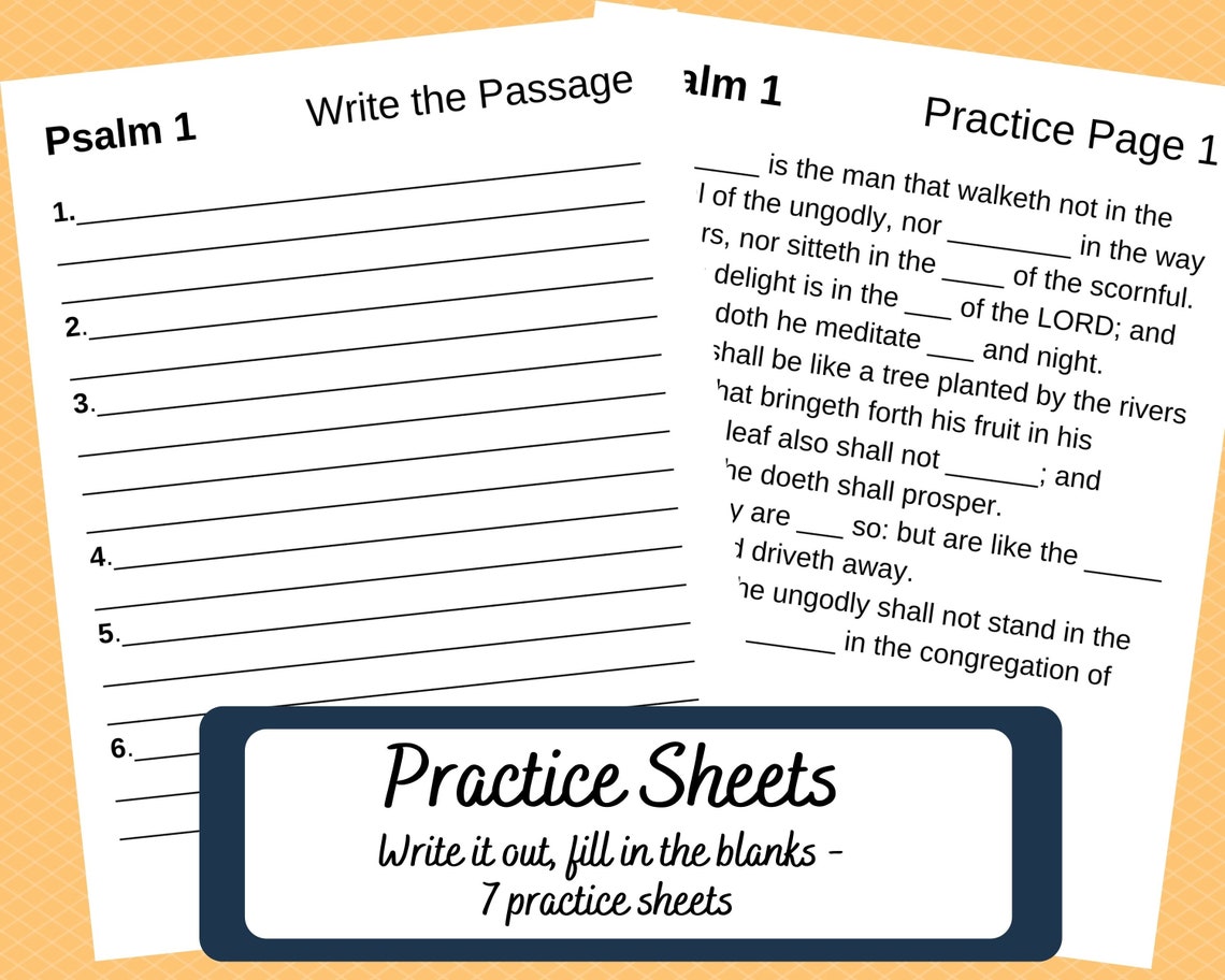 Scripture Memory | Psalm 1 | Memorize Scripture | Verse Cards | Fill in ...