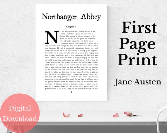 Northanger Abbey First Page Print Jane Austen First Page - Etsy