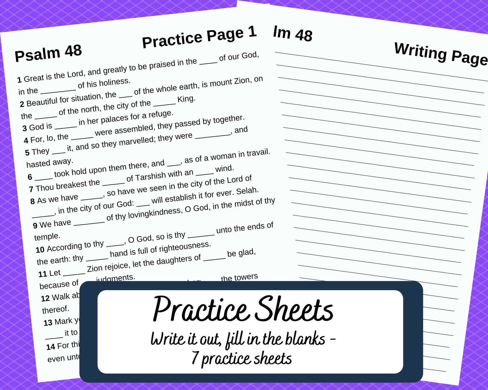 Scripture Memory | Psalm 48 | Memorize Scripture | Verse Cards | Fill ...