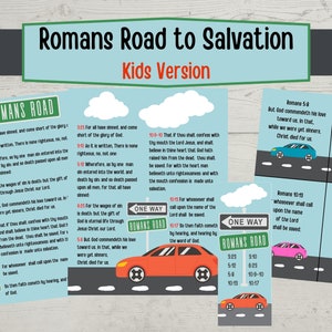 Romans Road to Salvation Kids Version, Romans Road Evangelism Cards ...