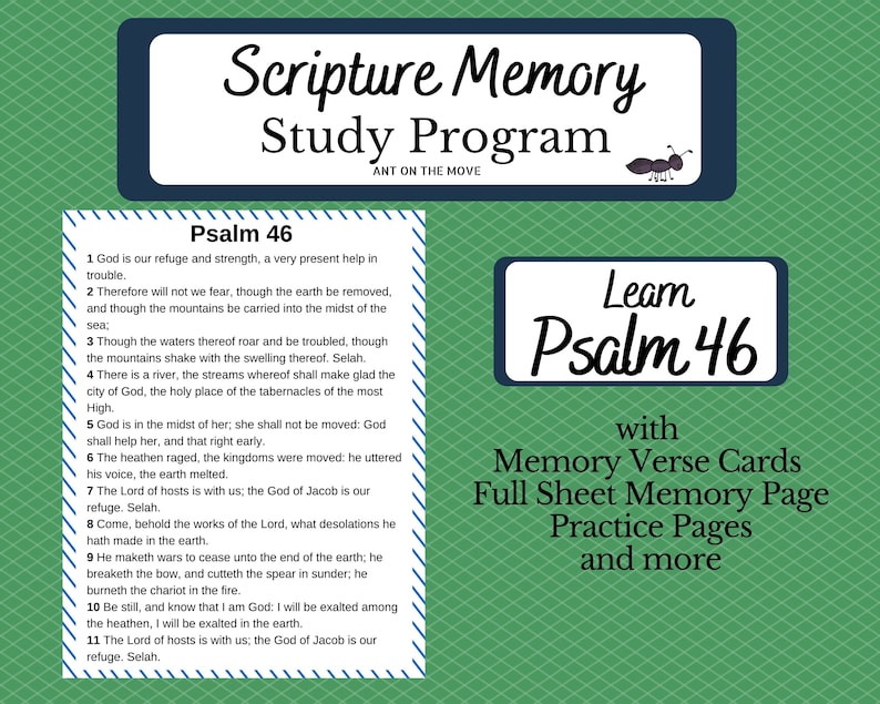 Scripture Memory Psalm 46 Memorize Scripture Verse Cards Fill in the ...
