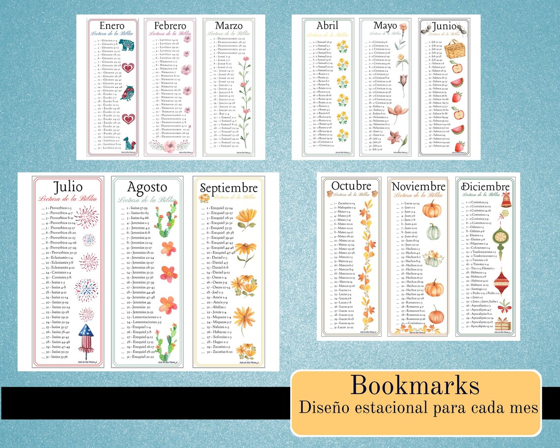Spanish Bible Reading Bookmarks, Printable Tracker (digital Download ...