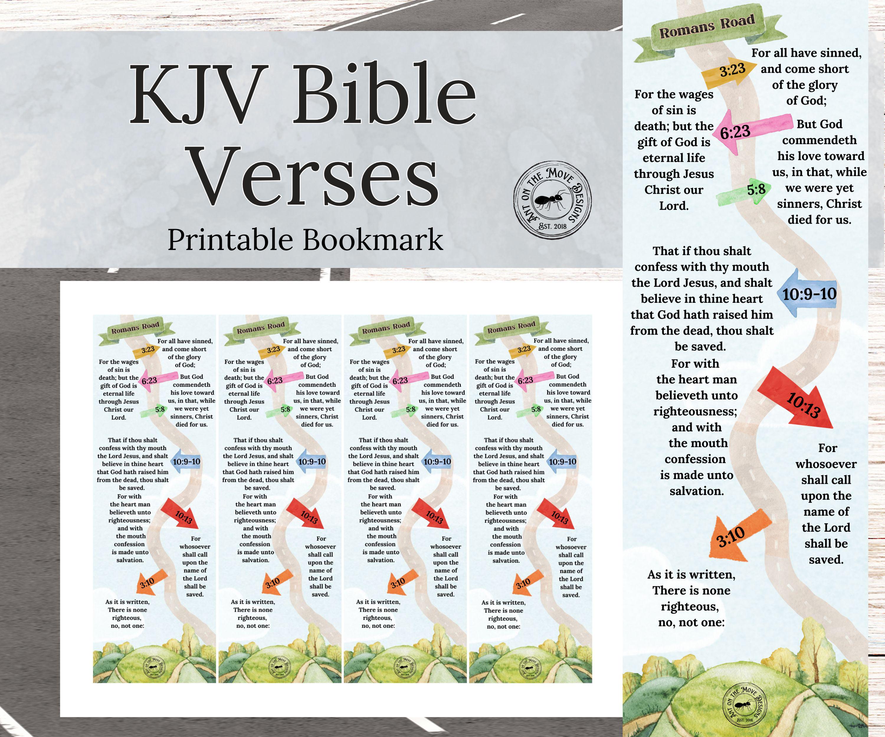 Romans Road to Salvation Printable Bookmark - Scripture Verses for ...