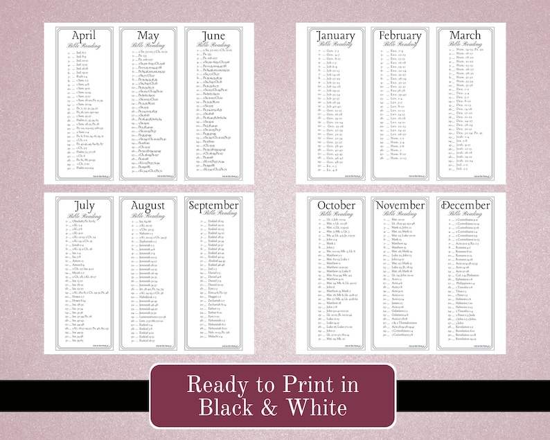 Chronological Bible Reading Bookmarks, Read the Bible in a Year ...