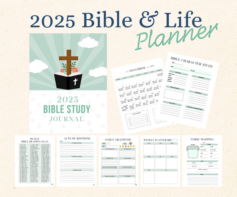 2025 Bible and Life Planner, Printable Planner, Green Theme - Etsy