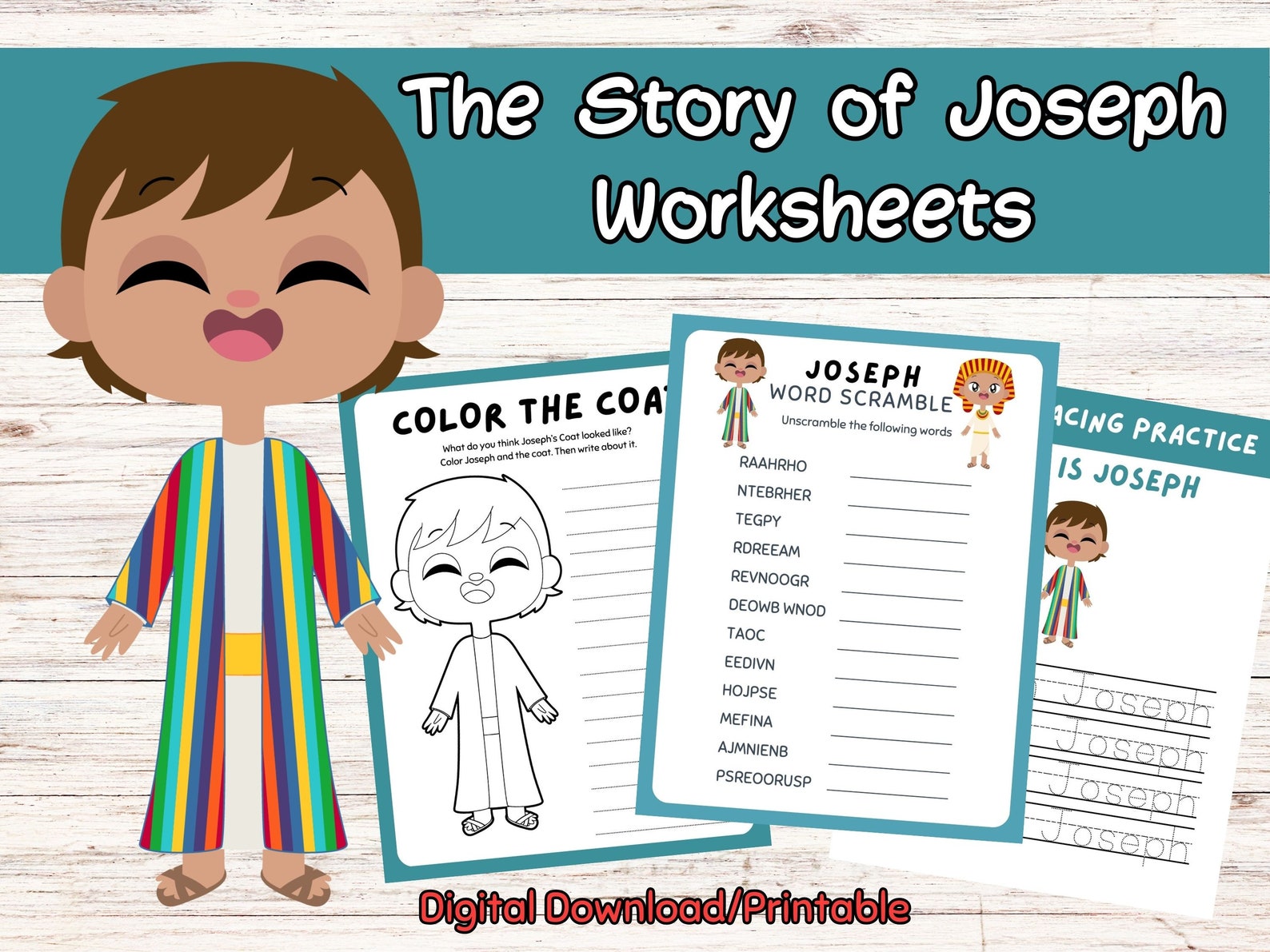 The Story of Joseph Worksheets, Early Learners, Printable Bible ...
