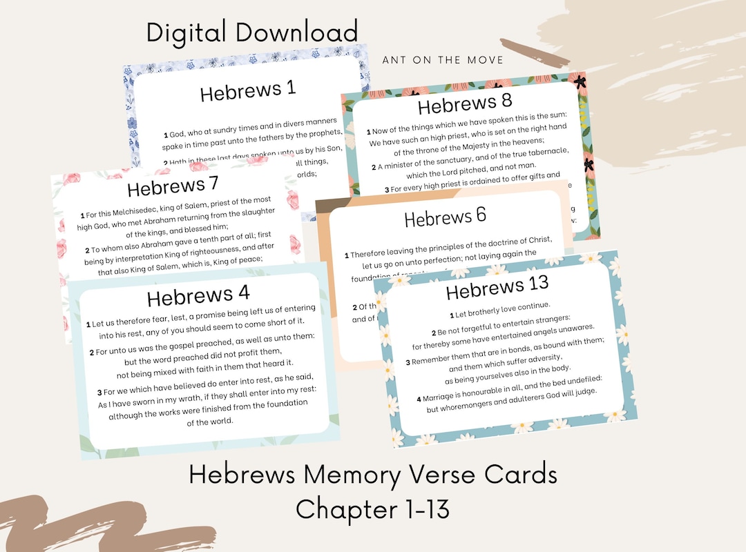 KJV Hebrews Scripture Memory Cards, Printable Bible Verse Cards ...