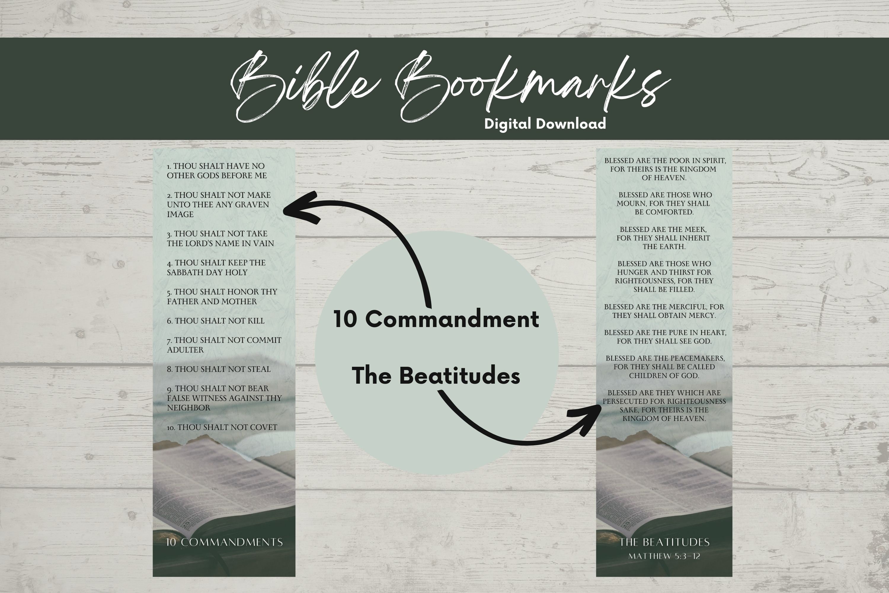 Bible Bookmarks Bundle 10 Commandments Beatitudes Fruit of - Etsy