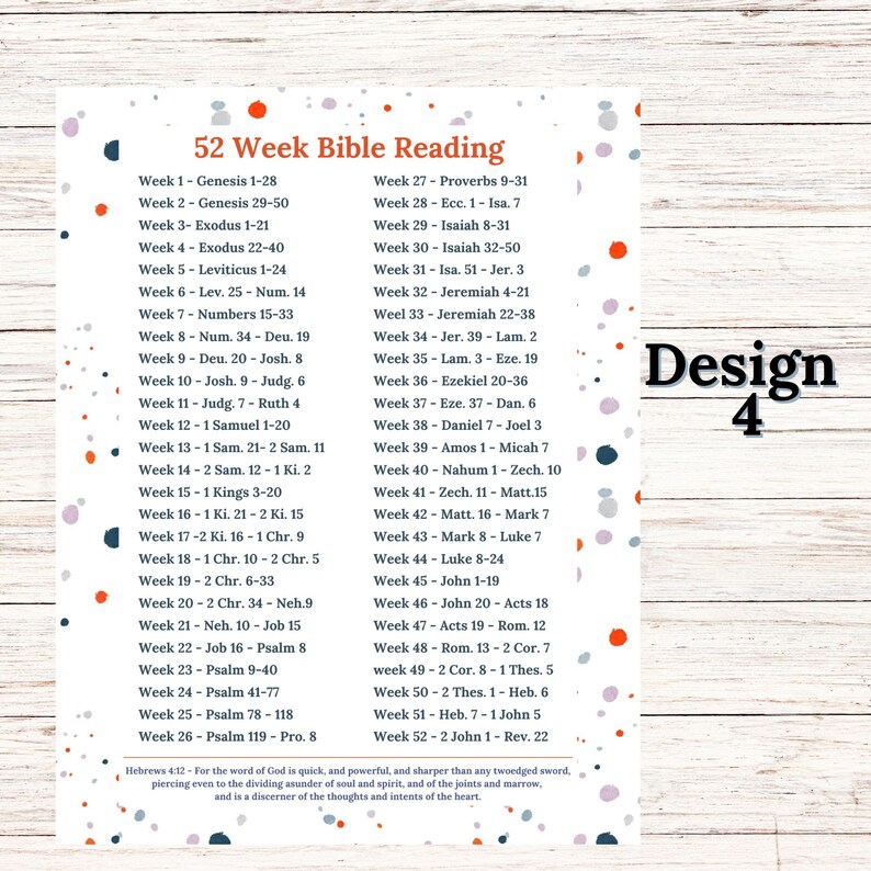 52 Week Bible Reading Plan, Bible Chunks, Printable Bible Plan, 2026 ...