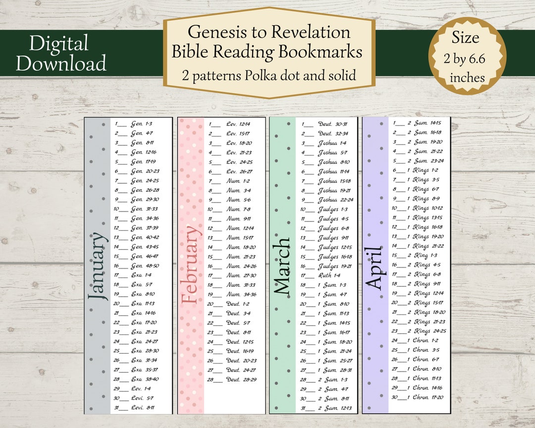 Genesis to Revelation Bible Reading Bookmarks | Read the Bible in a ...