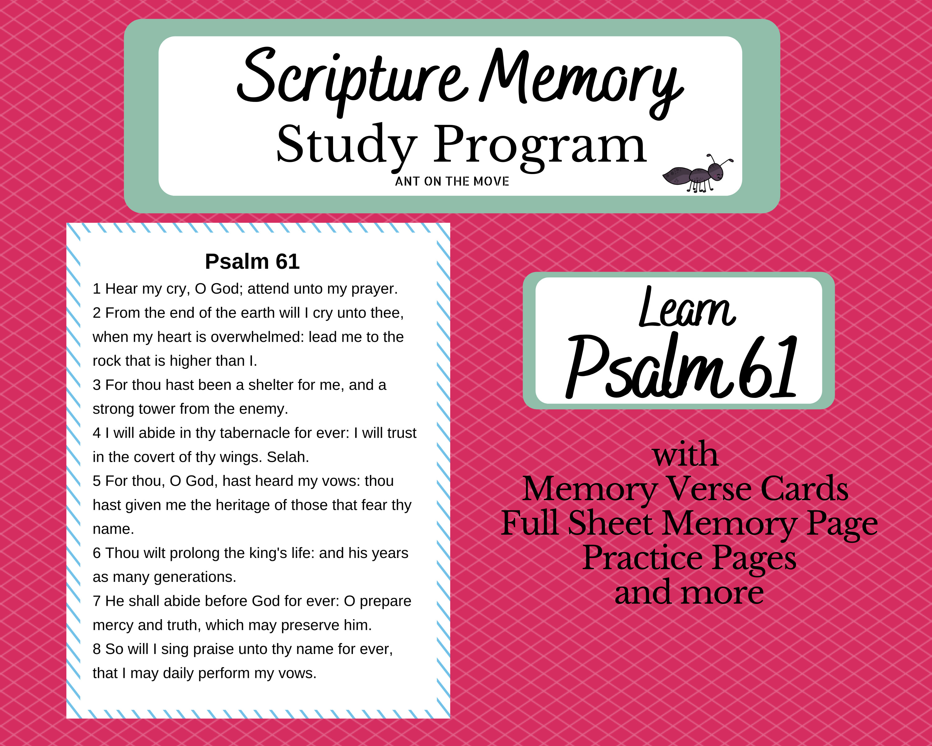 Scripture Memory Psalm 61 Memorize Scripture Verse Cards Fill in the ...