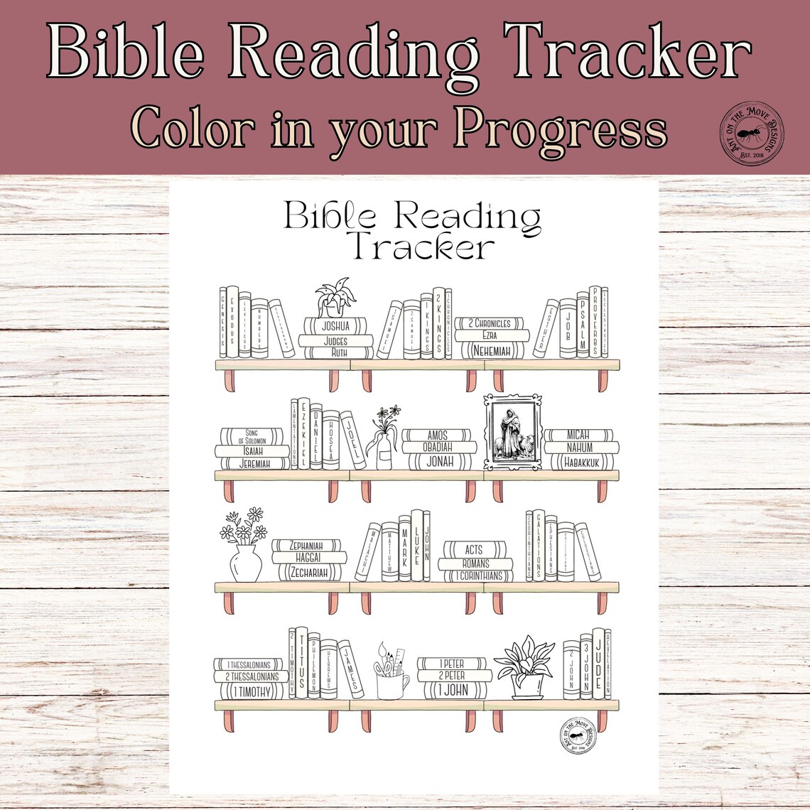 Coloring Bible Reading Tracker, Printable Bible Tracker, PDF, 2026 ...