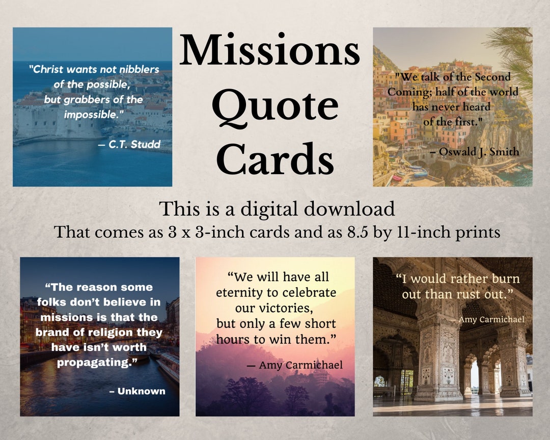 Missions Quotes Cards | 3 by 3 Cards | Printable Cards | Missionary ...