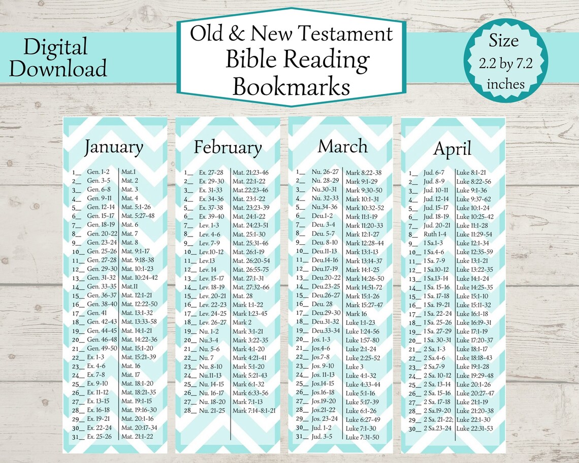 Old & New Testament Bible Reading Bookmarks Read the Bible in a Year ...