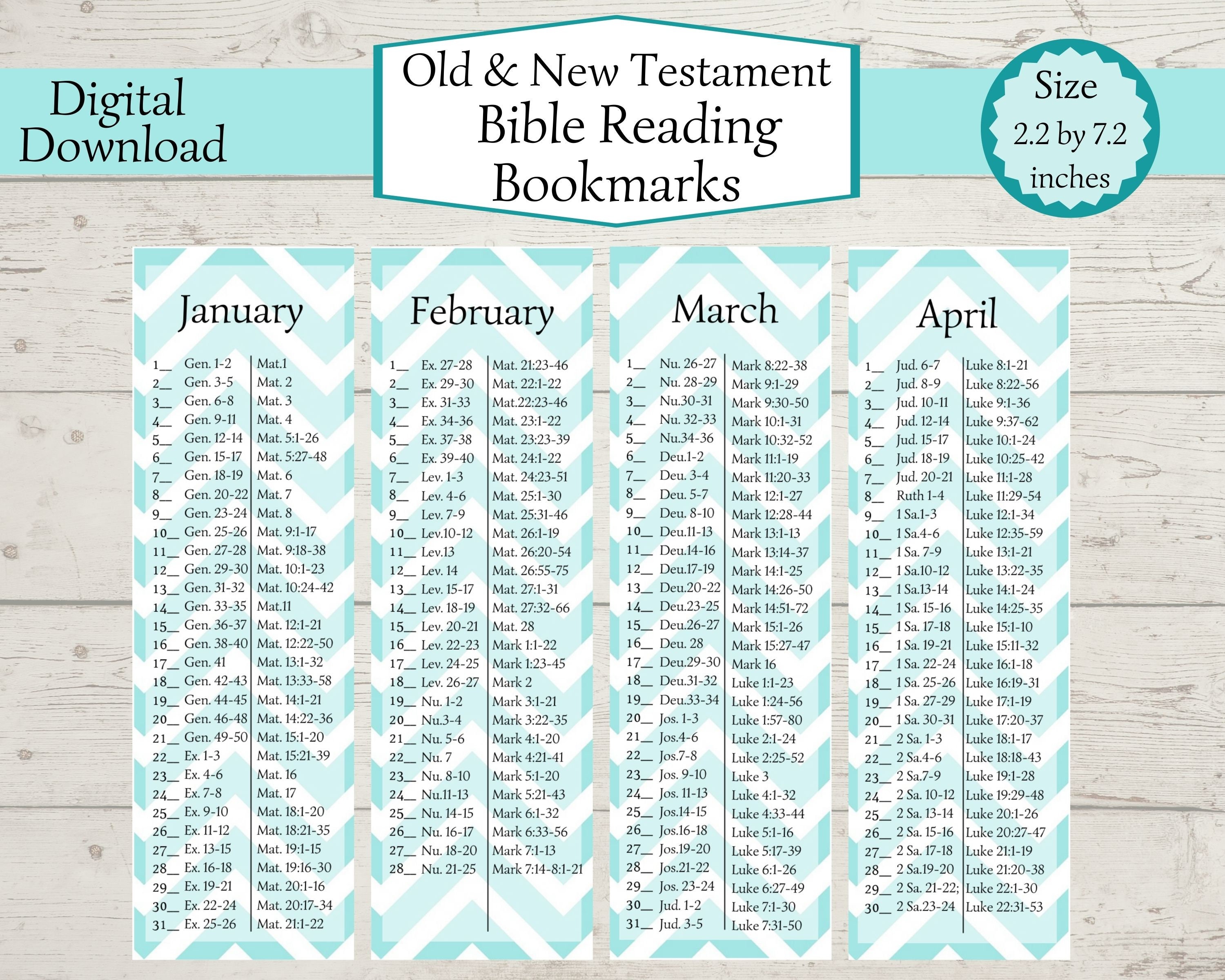 Old & New Testament Bible Reading Bookmarks Read the Bible in a Year ...