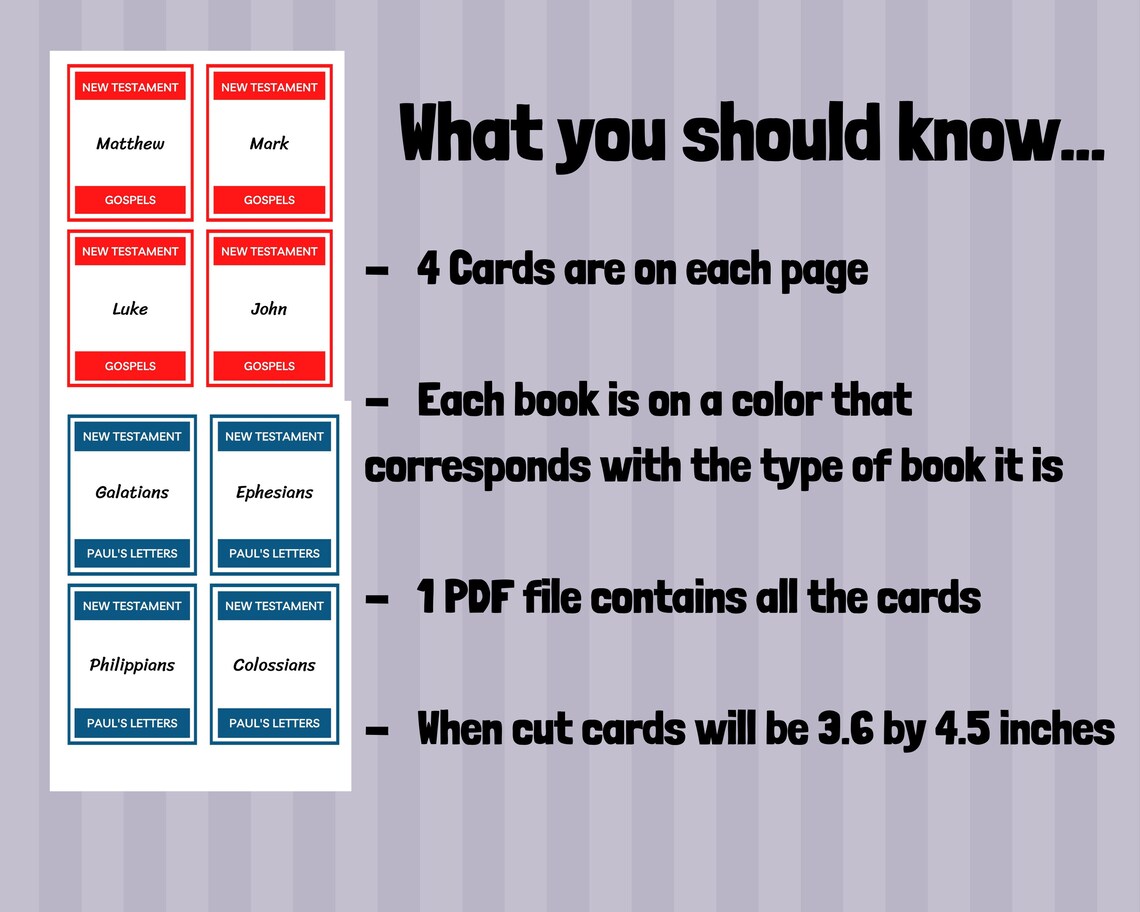 Books of the Bible Flashcards Learn the Books of the Bible | Etsy