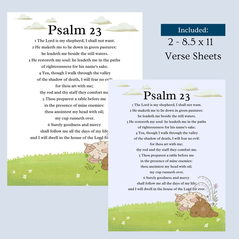 Psalm 23 Scripture Memory Bundle, Psalm 23 Printable, Memorize ...