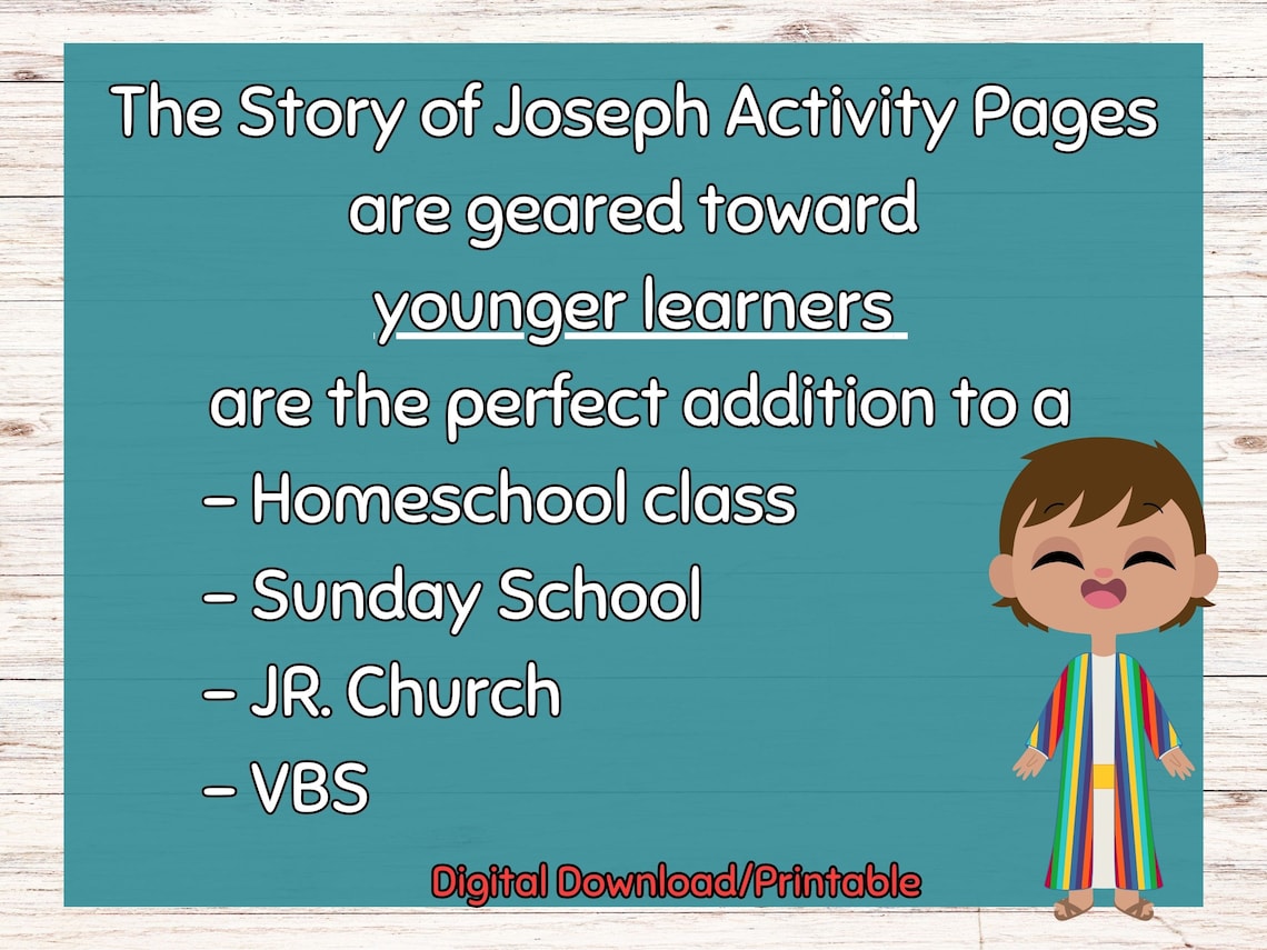 The Story of Joseph Worksheets, Early Learners, Printable Bible ...