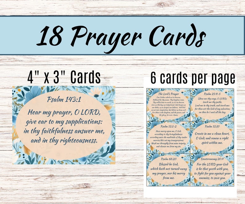 Printable Prayer Bible Verse Cards Set, Inspirational Scripture Cards ...