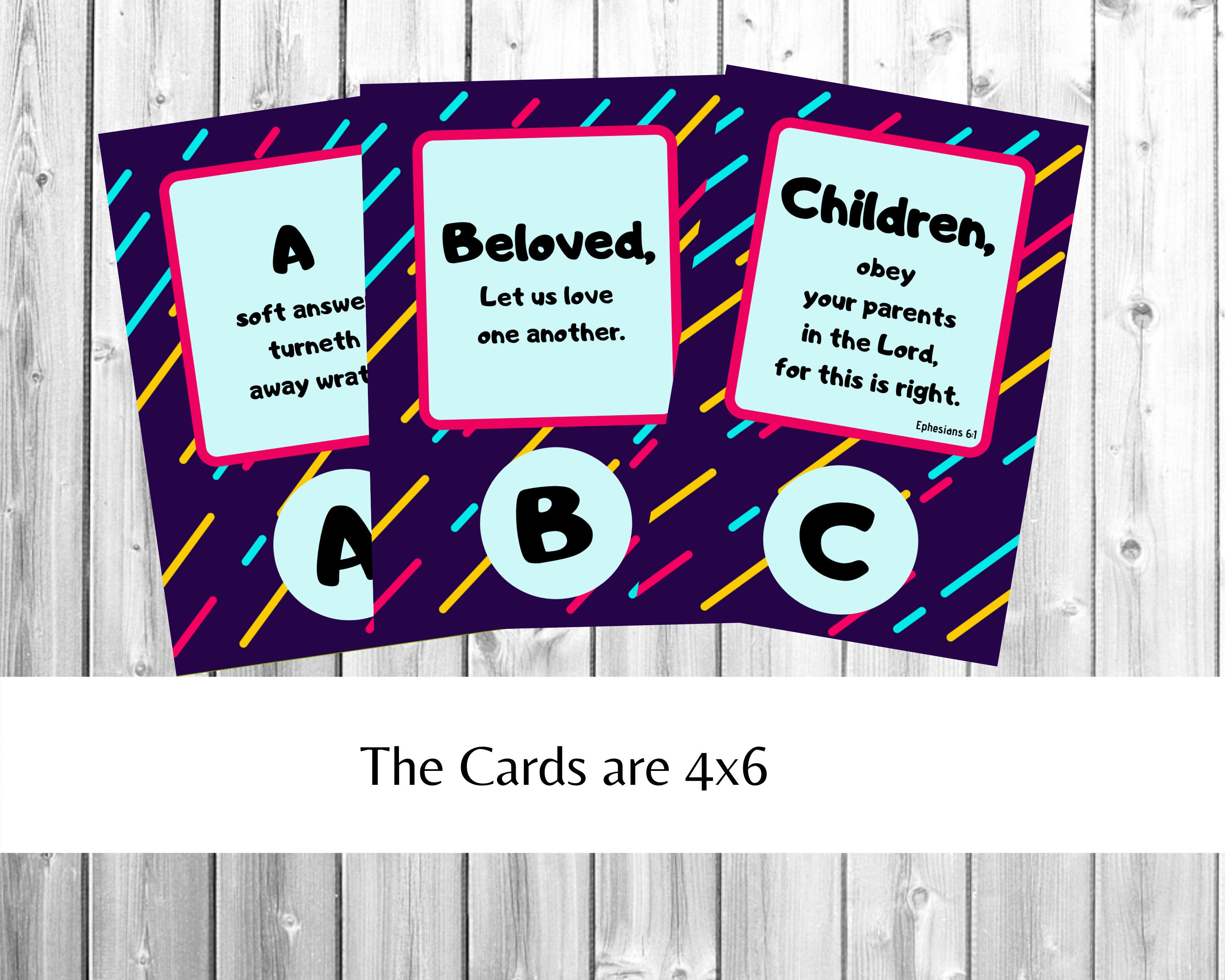 Alphabet Verse Cards ABC Bible Verse Memory Cards Learn the Scripture ...
