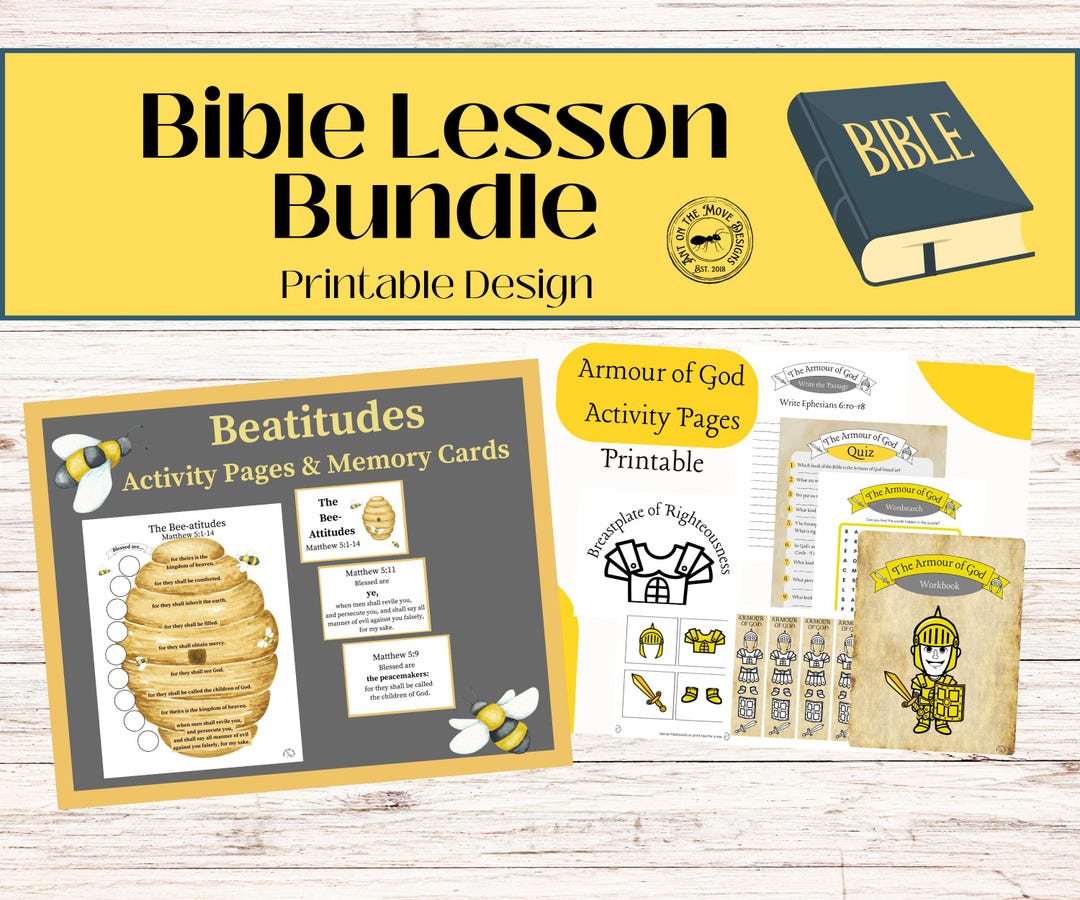 Printable Bible Lesson Activities Bundle, Armour of God and the ...