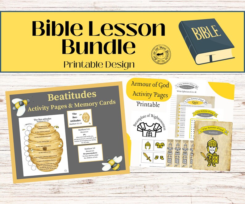 Printable Bible Lesson Activities Bundle, Armour of God and the ...