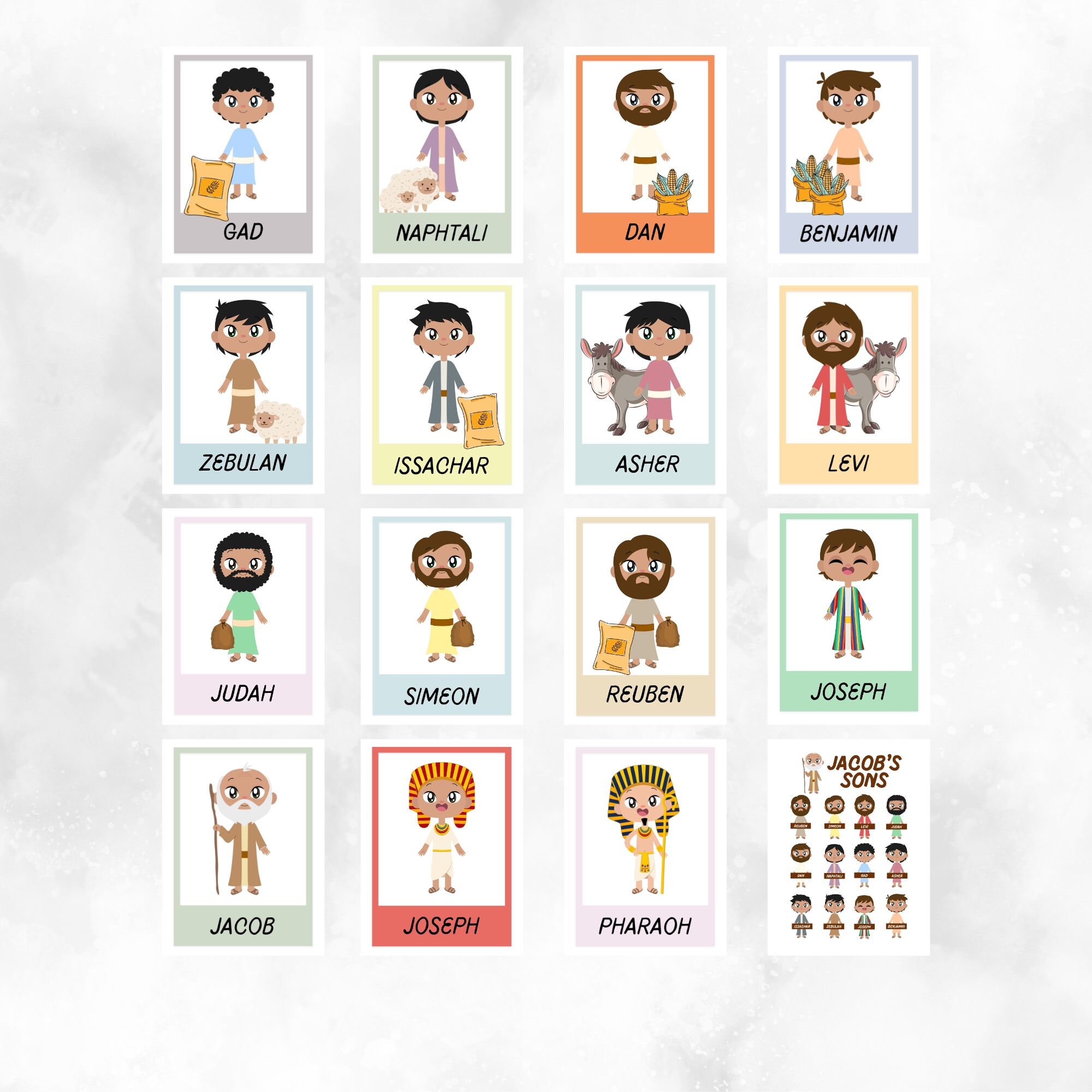 Joseph and His Brothers Wall Decor and Trading Cards, Sunday School ...