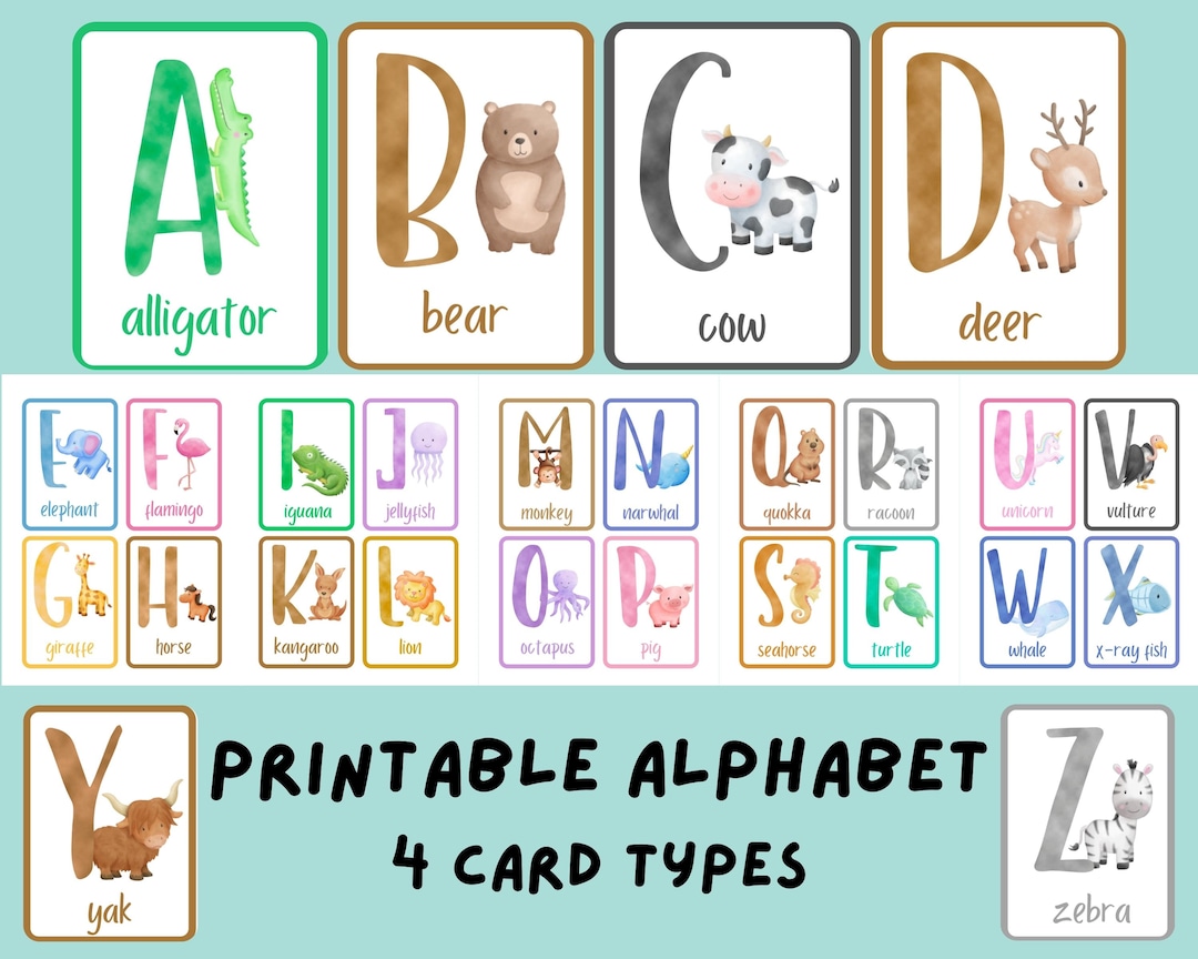 Printable Alphabet Cards | Animal Alphabet Cards | Learn the Alphabet ...