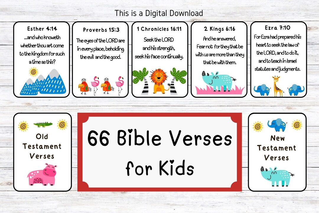 Children's Bible Verse Cards | Set of 66 Cards | 66 Bible Verse Cards ...