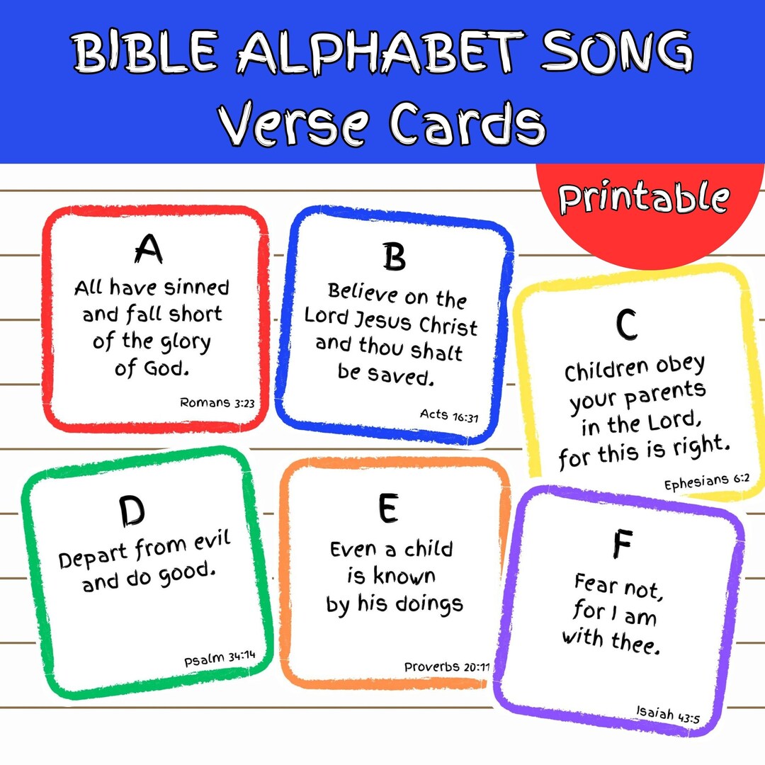 The Bible Alphabet Song Printable Verse Cards - Etsy