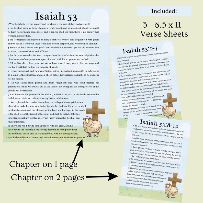 Isaiah 53 Scripture Memory Bundle, Isaiah 53 Printable, Memorize Scripture, Homeschool, Sunday ...