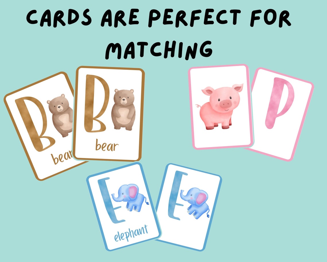 Printable Alphabet Cards Animal Alphabet Cards Learn the - Etsy