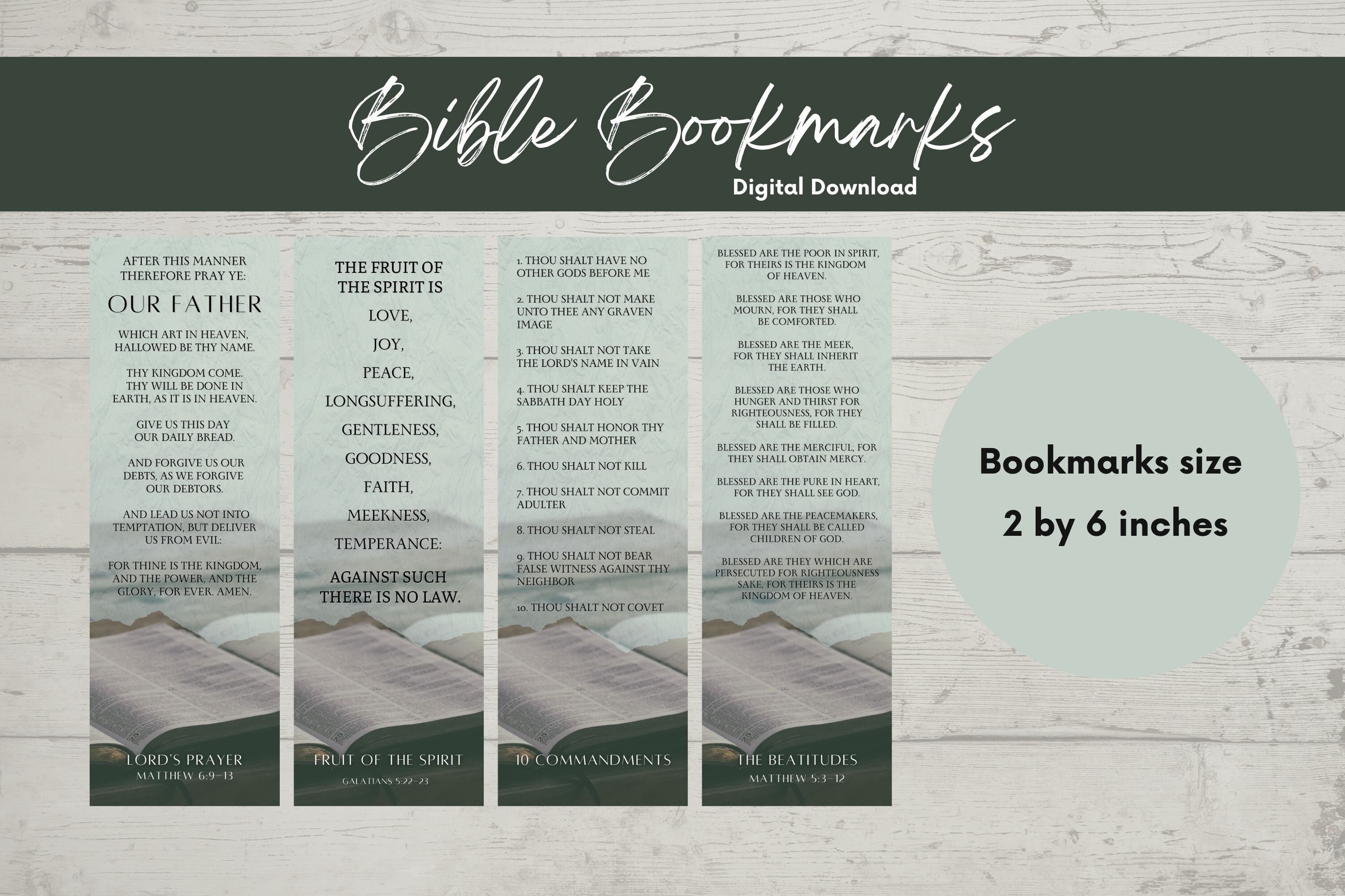 Bible Bookmarks Bundle 10 Commandments Beatitudes Fruit of - Etsy