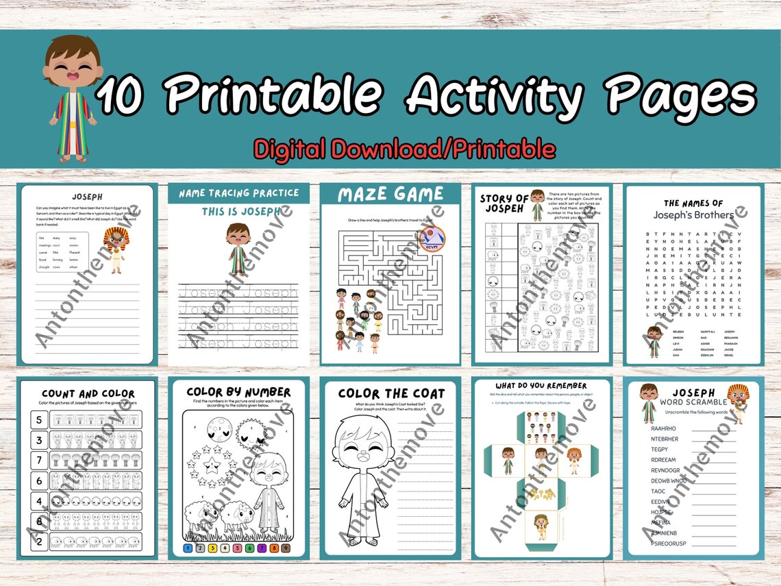 The Story of Joseph Worksheets, Early Learners, Printable Bible ...