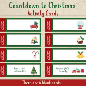 Countdown to Christmas Advent Activity Cards, Printable Christmas ...