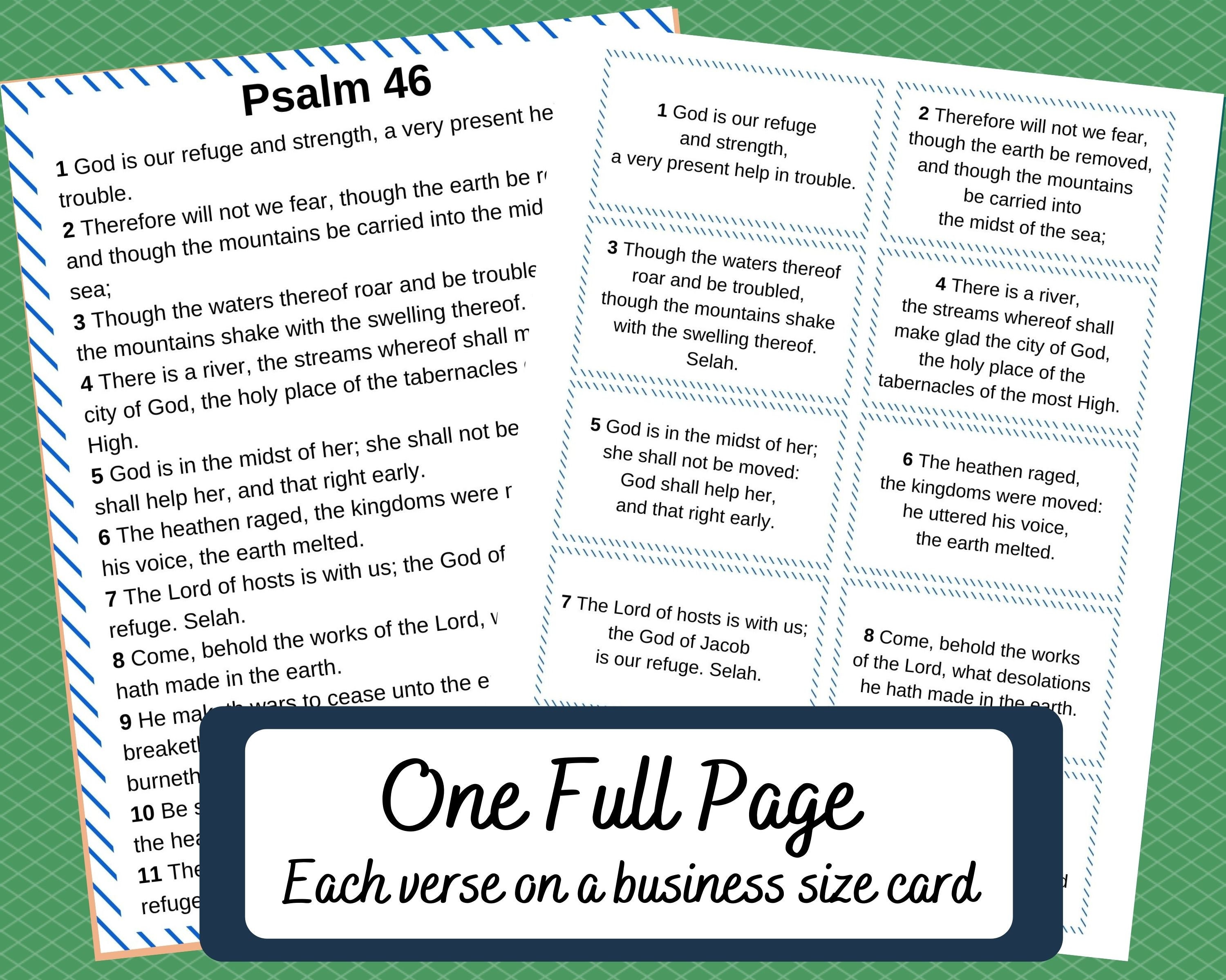 Scripture Memory Psalm 46 Memorize Scripture Verse Cards Fill in the ...
