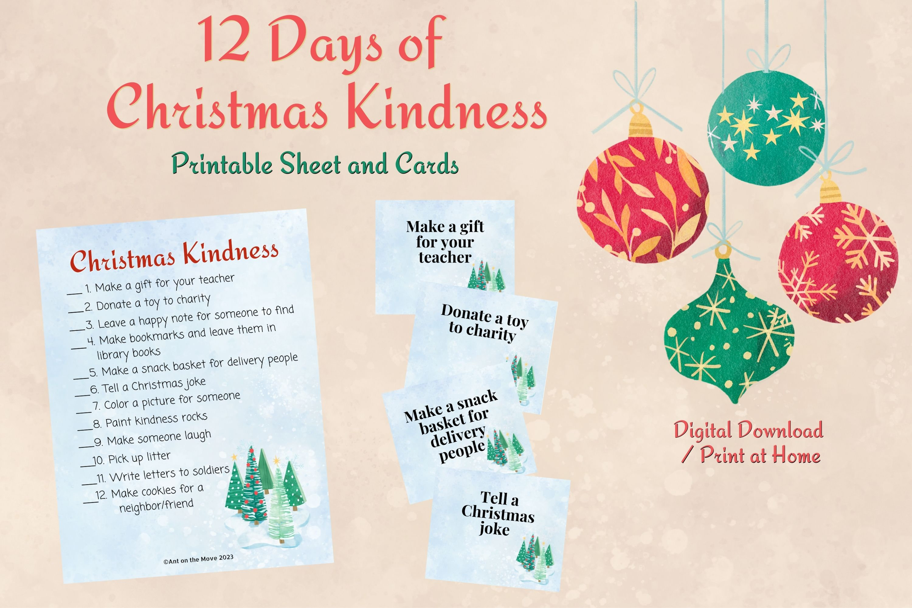 12 Days of Christmas Kindness for Kids, Printable Christmas Activities ...