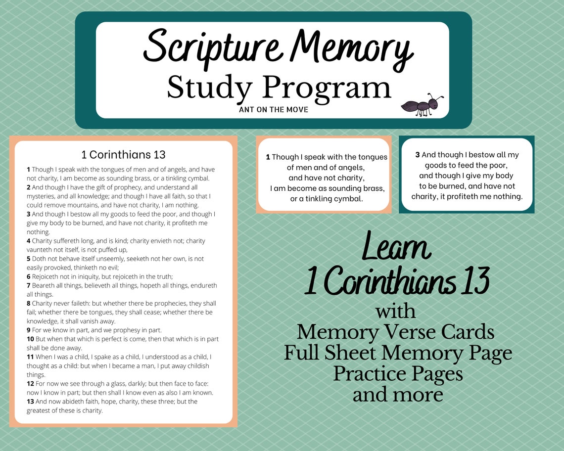 Scripture Memory | 1 Corinthians 13 | Memorize Scripture | Verse Cards ...