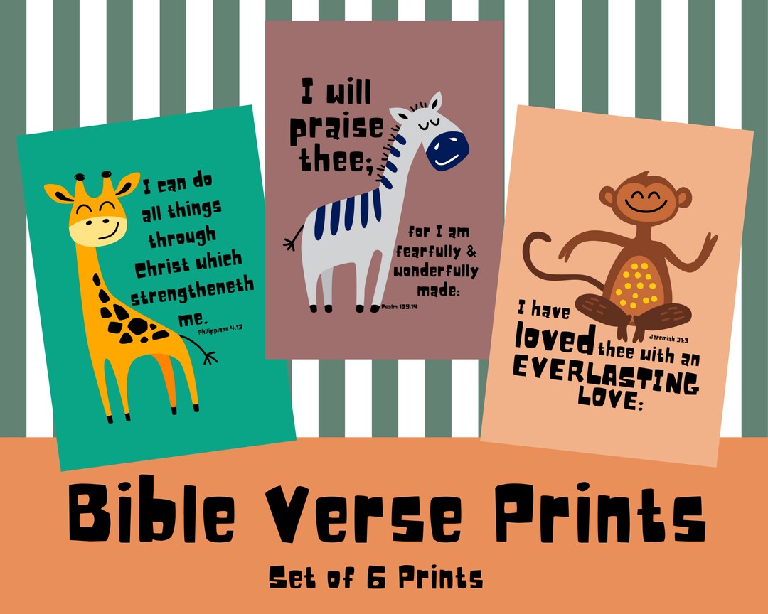 Safari Animal KJV Bible Verse Prints, Nursery Decor (digital Download ...