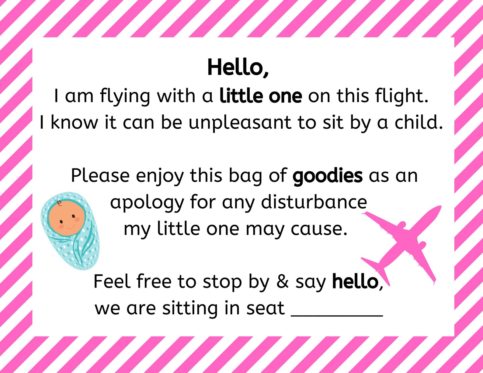 Baby on Board Flight Card First Flight Printable Card Treat Bag Fellow ...