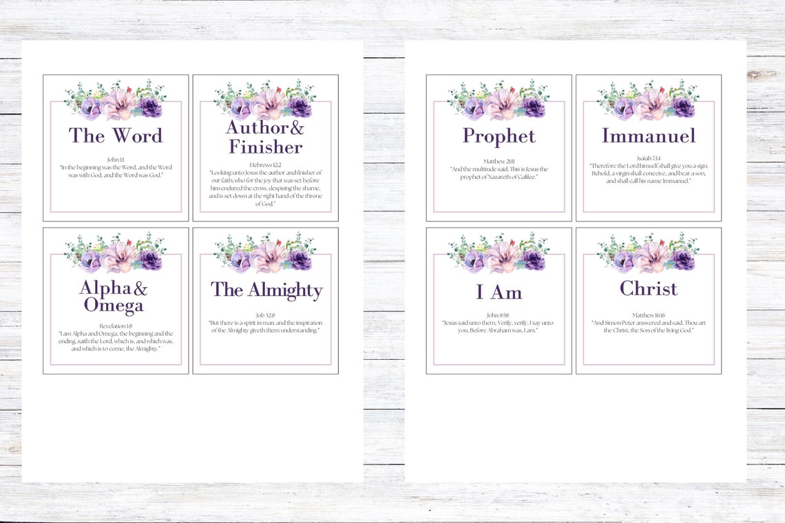 The Names of Christ Bible Verse Cards Set 1, Scripture Memory Cards ...