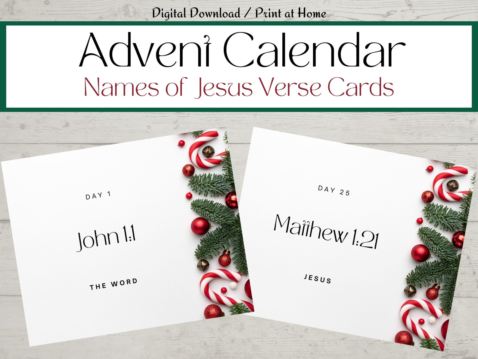 Names of Jesus Advent Bible Reading Cards, Printable Advent Calendar ...