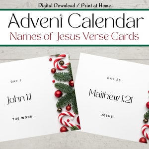 Names of Jesus Advent Bible Reading Cards, Printable Advent Calendar ...
