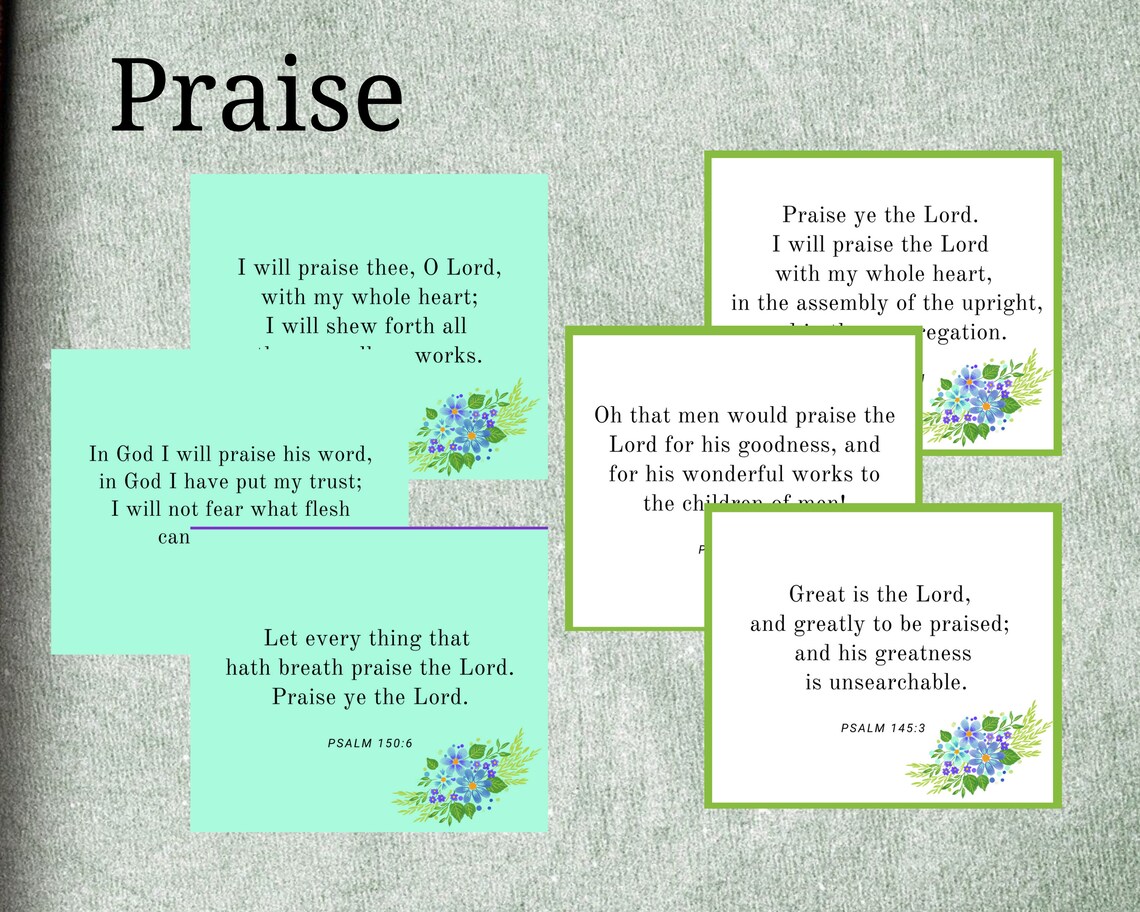 Printable Bible Verse Cards, Scripture Cards, Set of 72 Scripture Cards ...